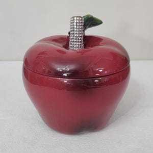 Red Ceramic Apple Cookie Jar With Rhinestone Embellished Stem and ...