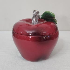Red Ceramic Apple Cookie Jar With Rhinestone Embellished Stem and ...