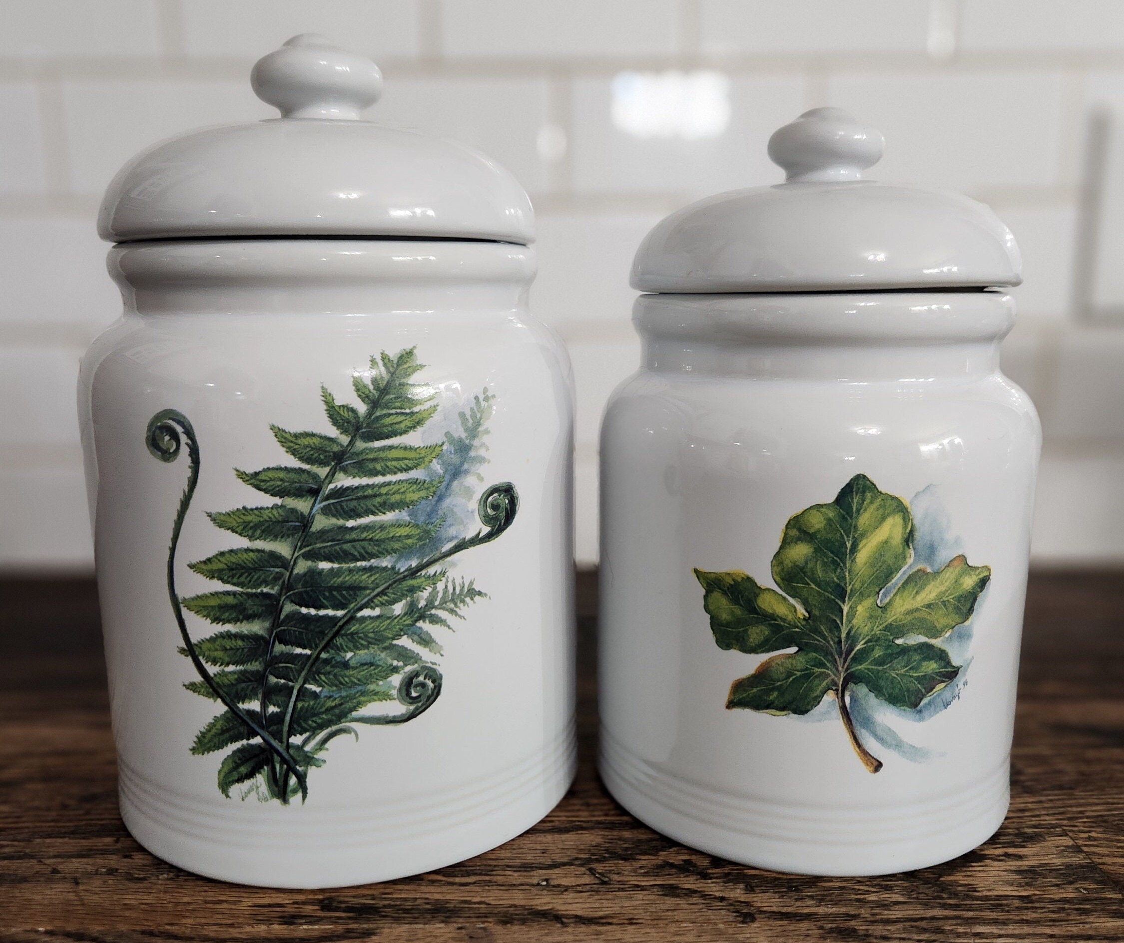 Vintage Cracker Barrel Canister Set Maryland China Set of 4 Fern/leaf ...