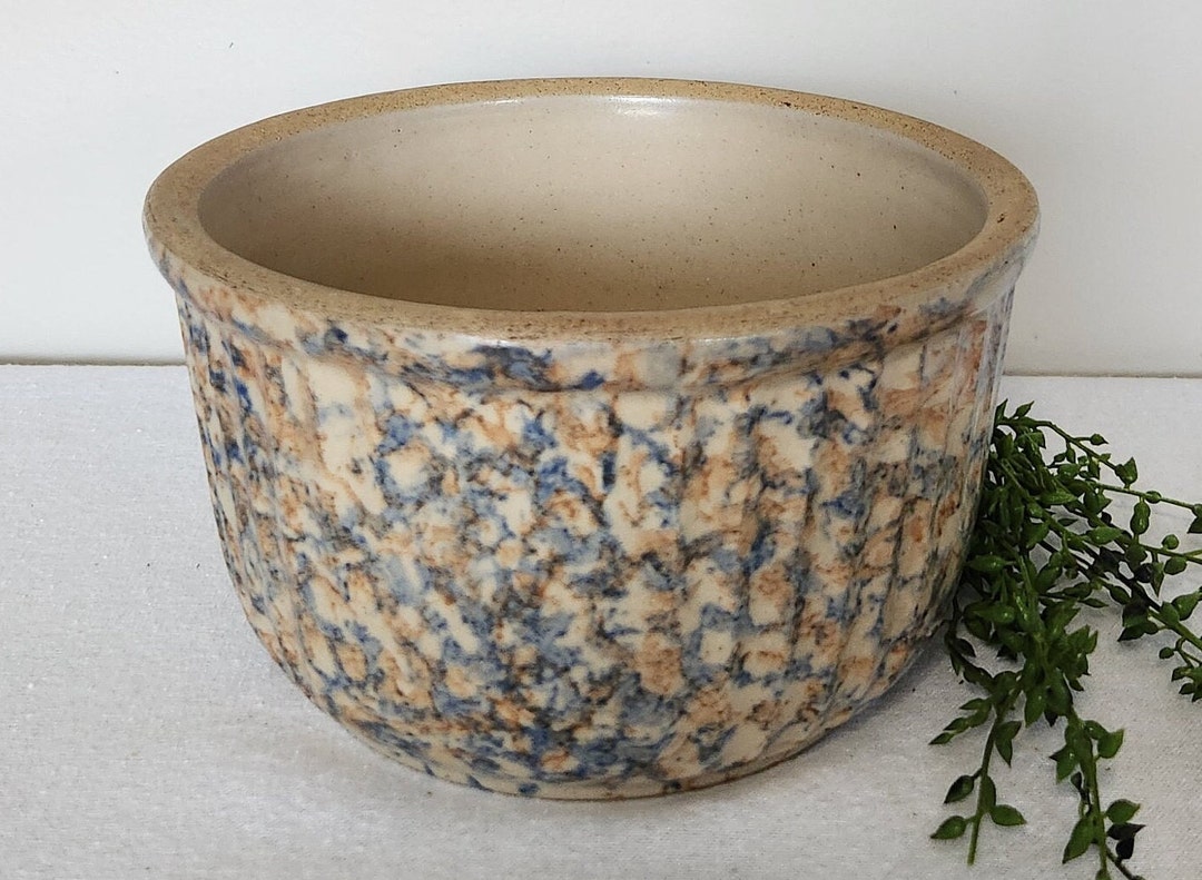 Vintage Red Wing Spongeware Cap Bowl Ribbed 7c Stoneware Batter Bowl - Etsy