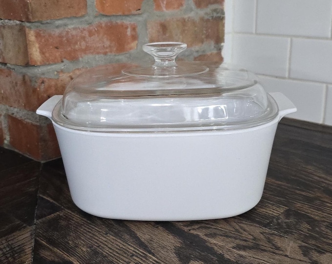 Corning Ware 5 Liter All White Casserole Dish A-5-B With Pyrex Lid A12C ...