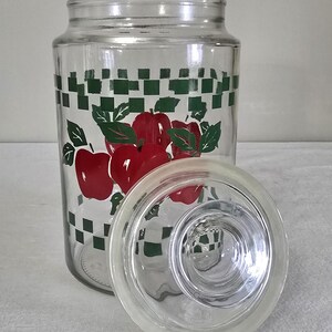 Vintage Red Apple and Green Checkered Glass Jar Canister - Etsy