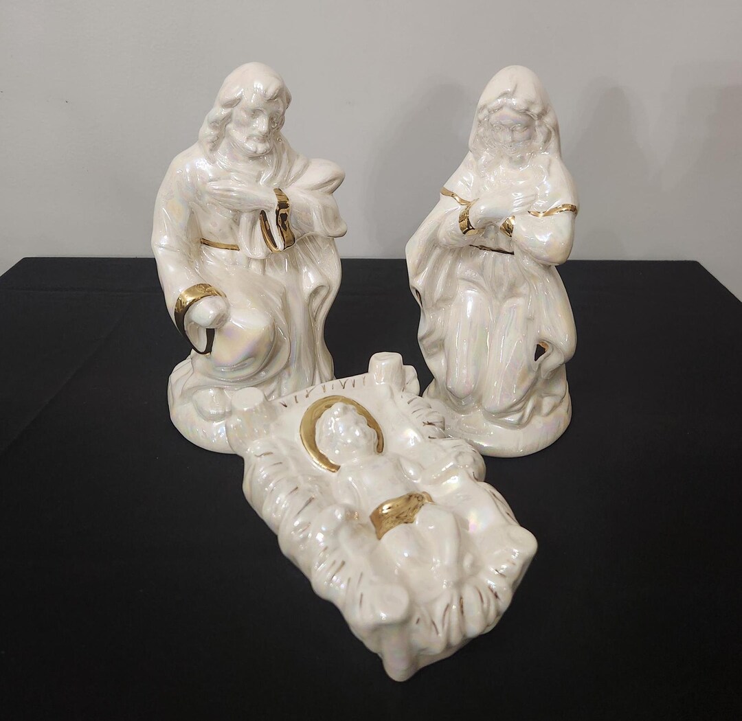 Vintage Ceramic Christmas Nativity Scene Mary Joseph and Baby Jesus ...