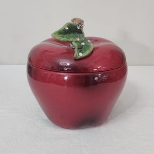 Red Ceramic Apple Cookie Jar With Rhinestone Embellished Stem and ...