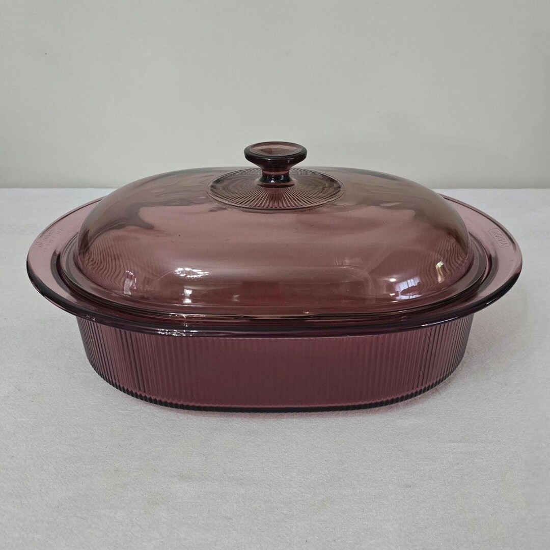 Corning Vision Cranberry 4 Quart Roaster V-34-B With Pyrex Lid V-34-C 4 ...