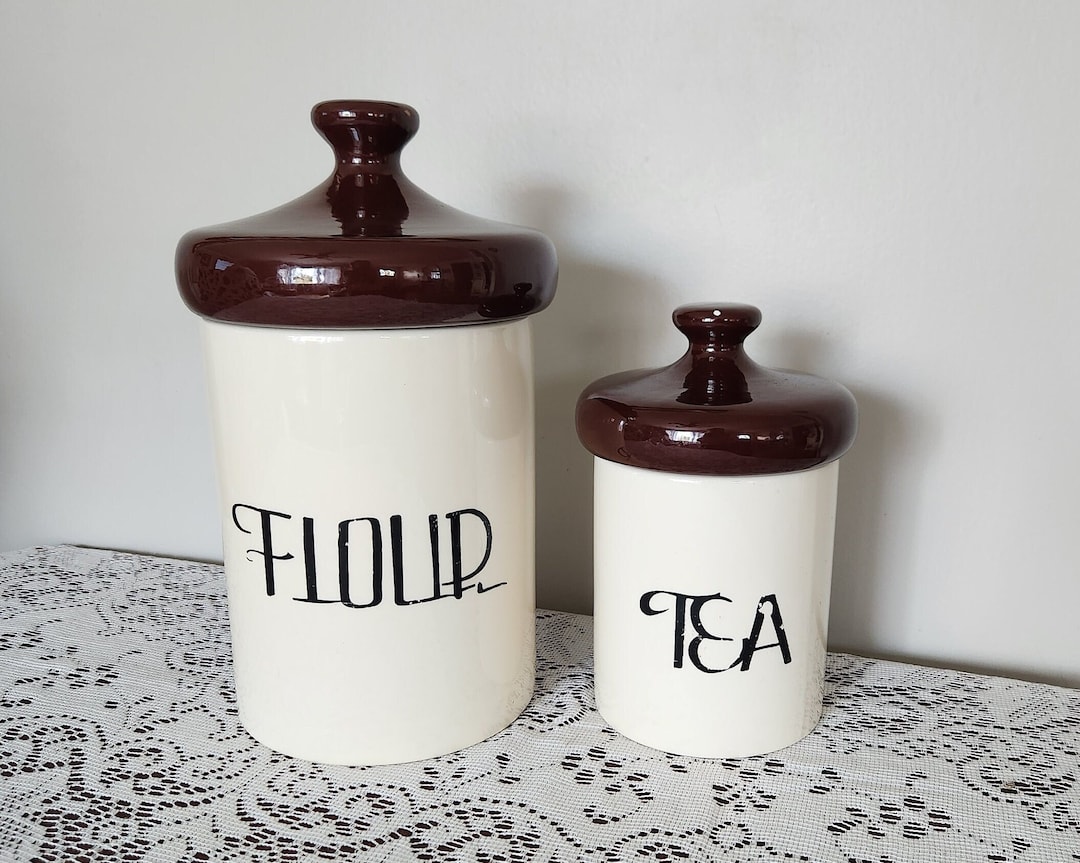 Vintage Holiday Designs Ceramic Flour or Tea Canister With Mushroom Top ...
