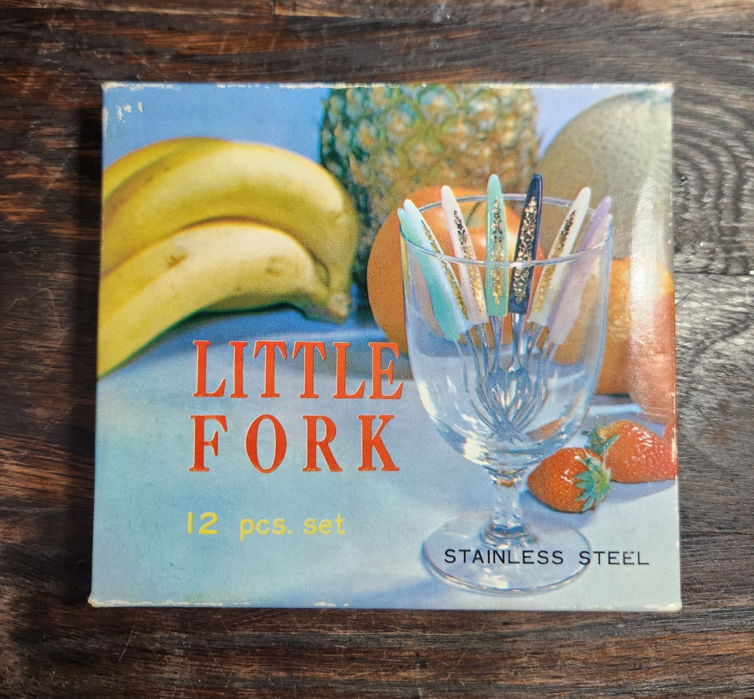 Vintage Little Forks Set of 12 Stainless Steel With Plastic Handle ...
