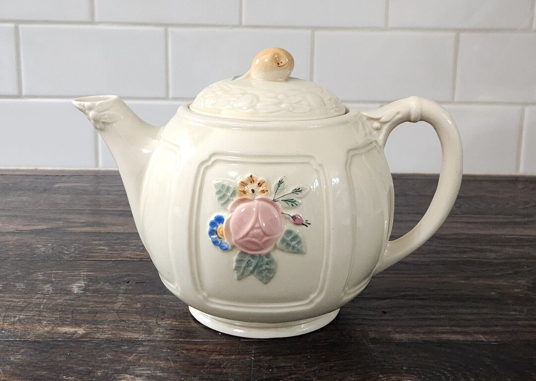 Vintage Porcelier Vitreous Teapot With Pink Rose Design Made in USA - Etsy