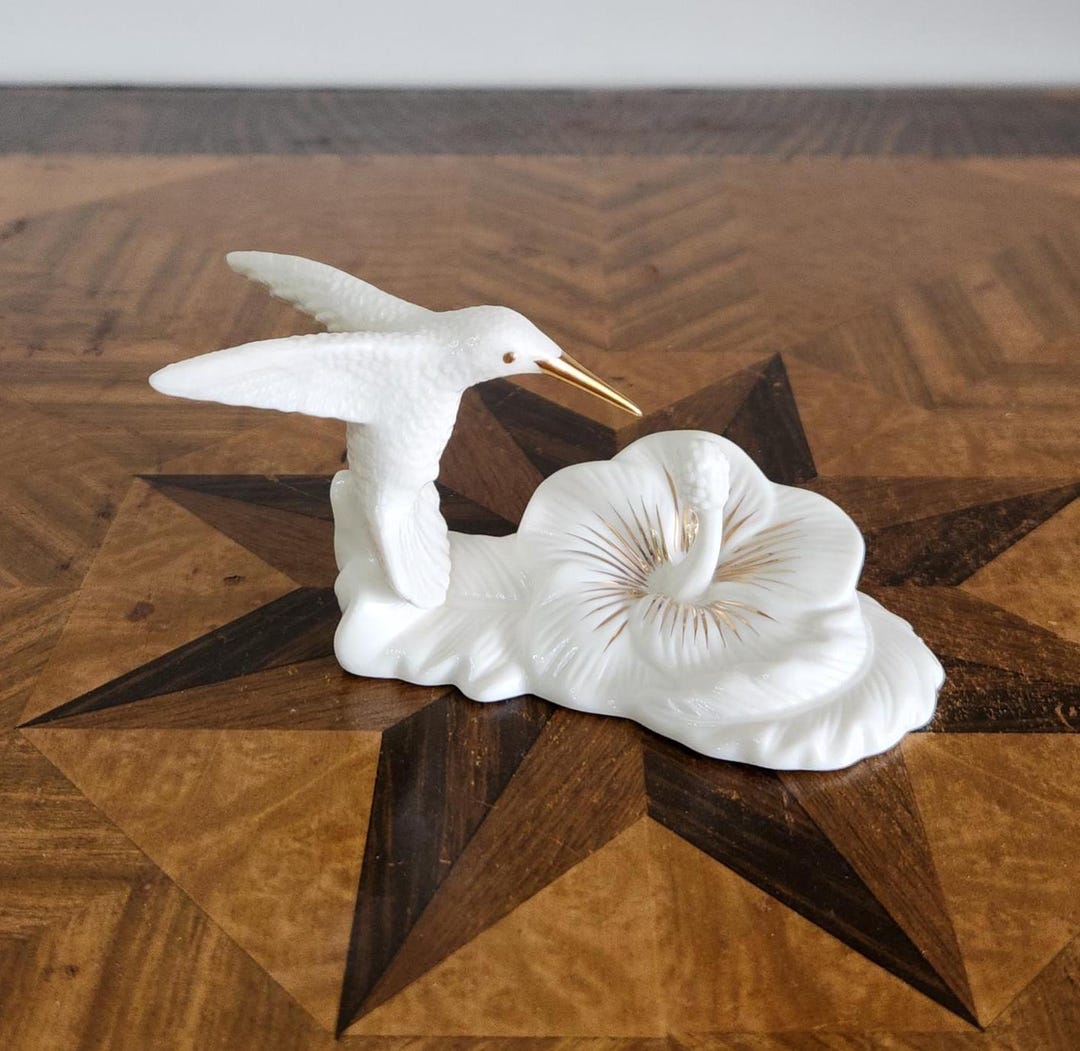Vintage Lenox Hummingbird Figurine Ivory With 24 Karat Gold Detailing ...