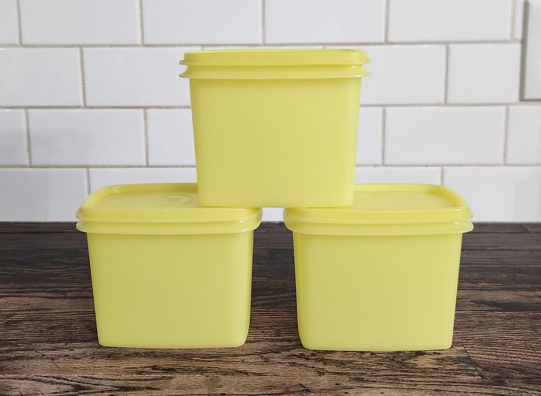 Vintage Tupperware Shelf Saver Containers Yellow Set of 3 1243 With ...