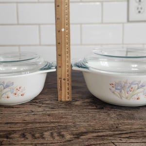 Vintage Pyrex England Blue Iris Casserole Dishes Set of 2 With Pyrex ...