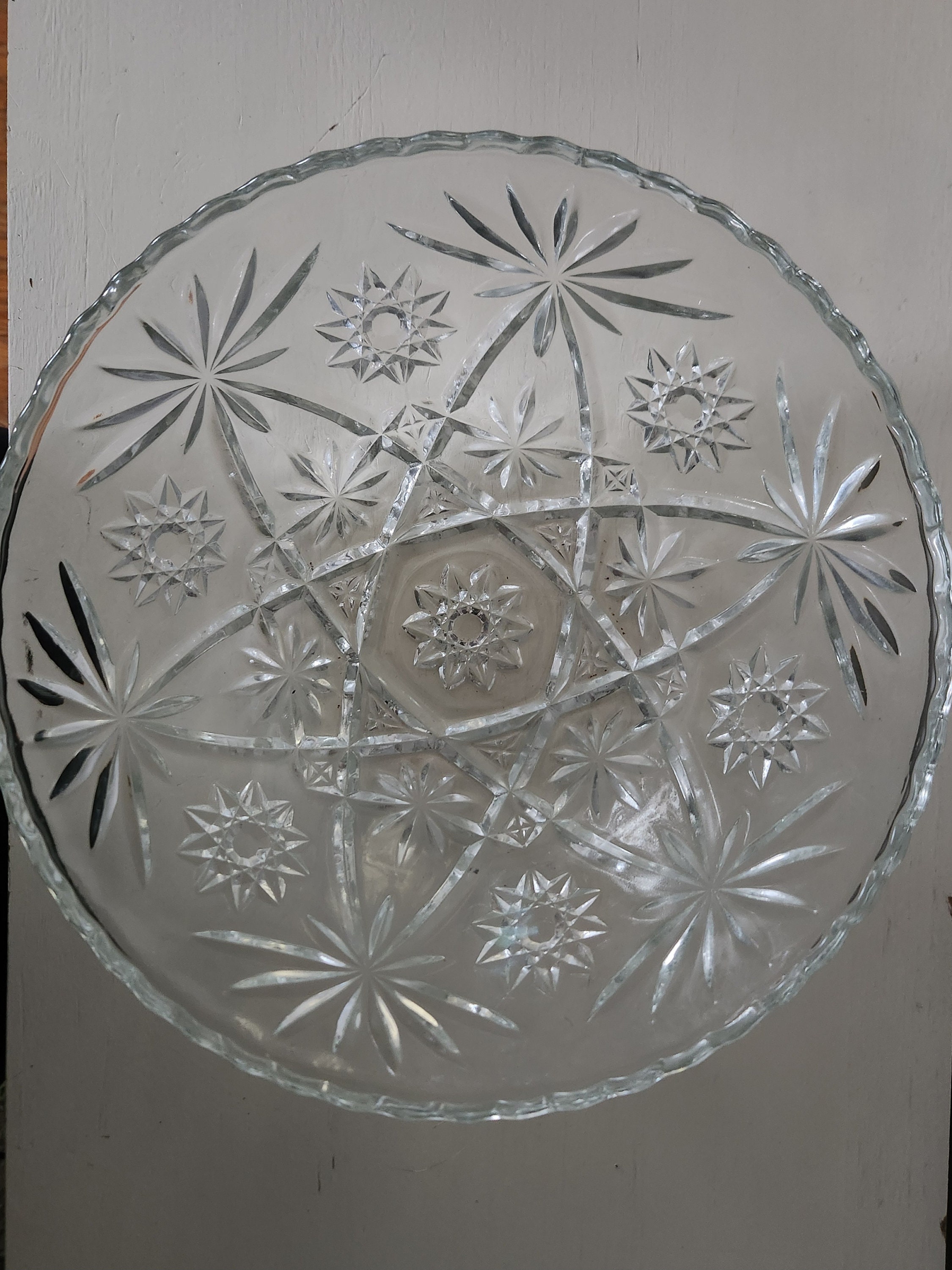Vintage Anchor Hocking Clear Glass Press Cut Star of David Large ...
