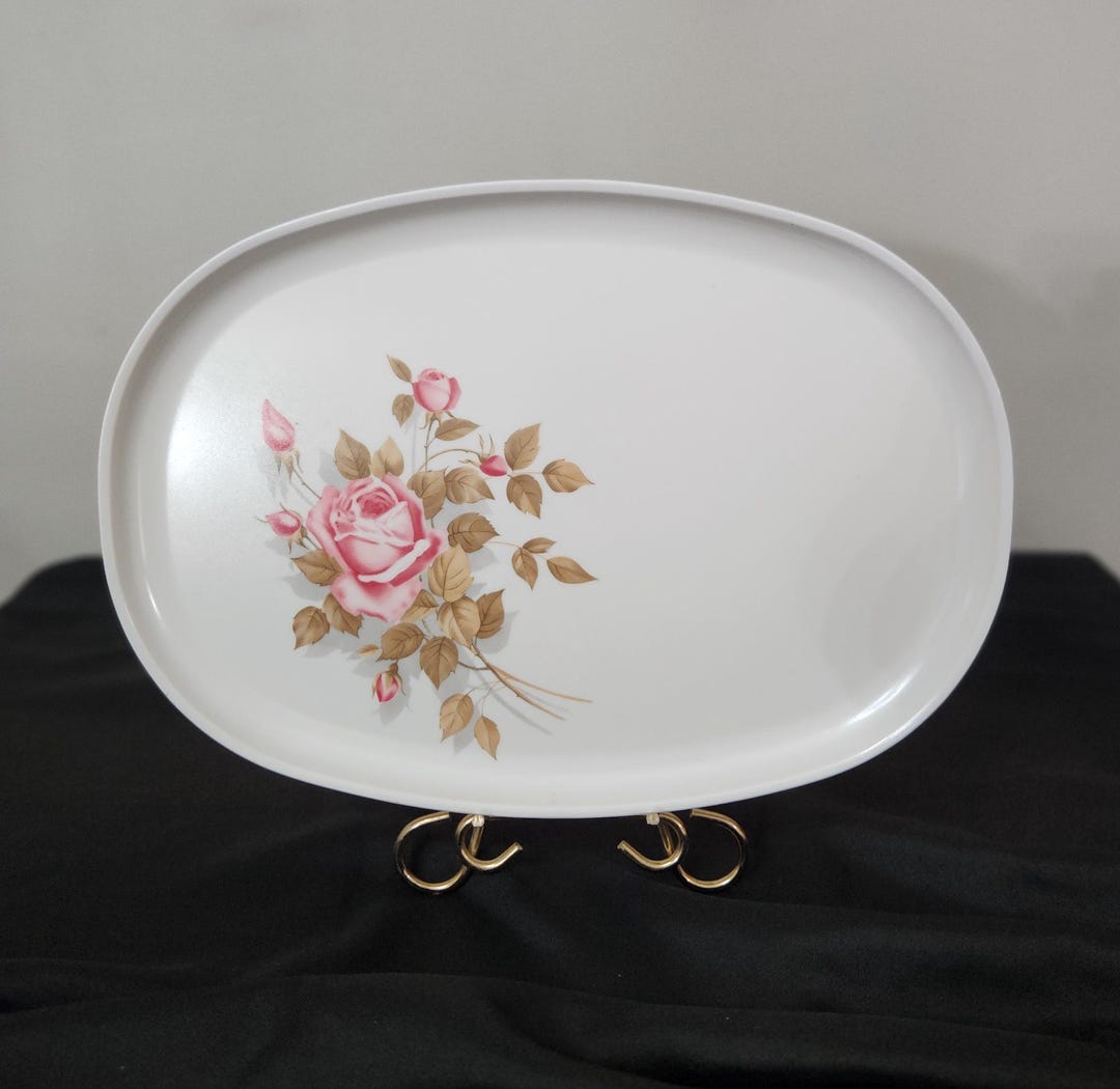 Vintage Melmac Dinnerware 8219-14 Platter White With Pink Roses ...