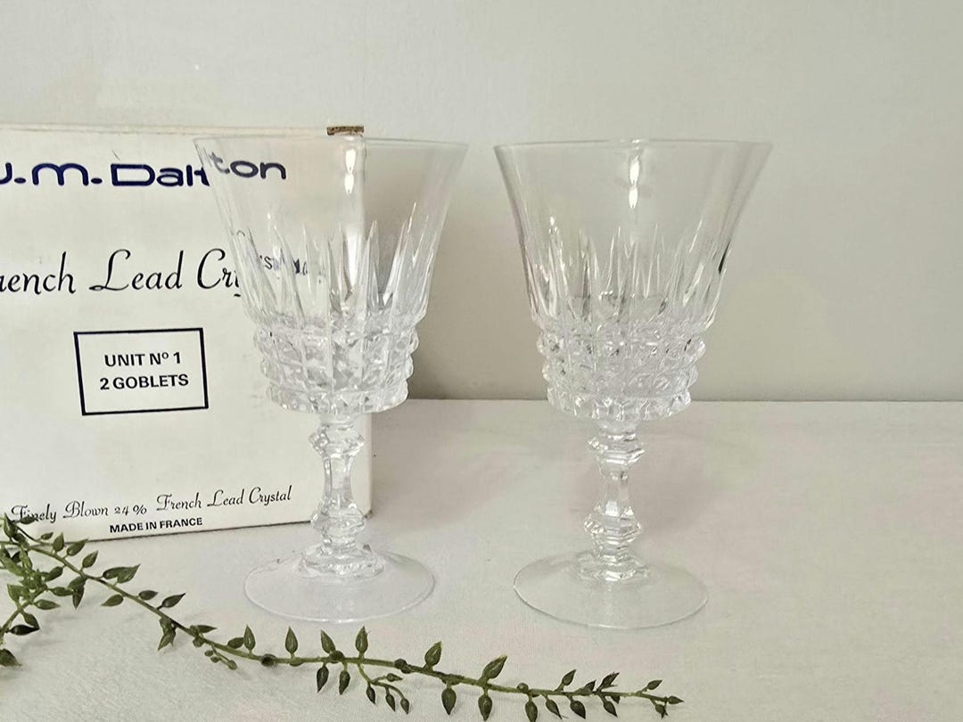 Vintage WM Dalton French Lead Crystal Goblets Set of 2 - Etsy