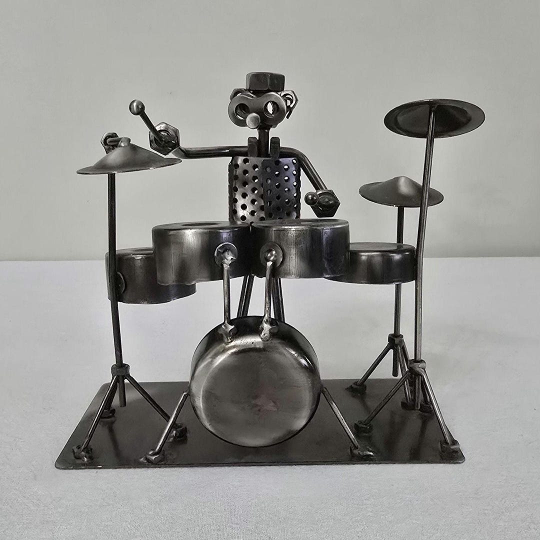 Metal Upcycled Drummer Sculpture Industrial Decor - Etsy