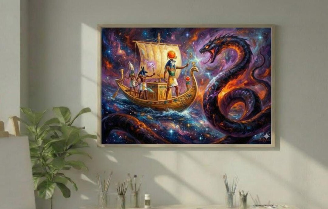 The Solar Barque Wall Art – Journey Through the Duat, Ra Vs Serpent ...