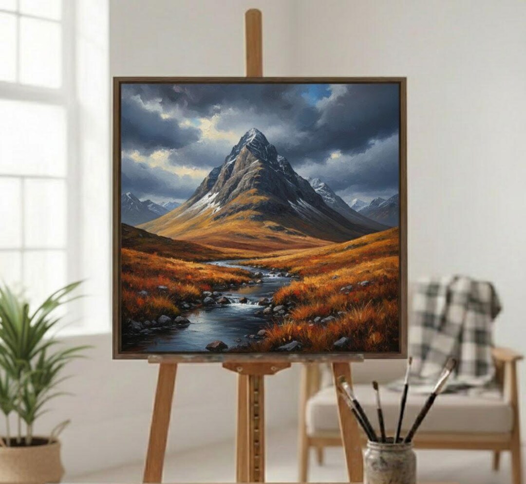 Buachaille Etive Mòr Oil Painting, Scottish Highlands Mountain ...