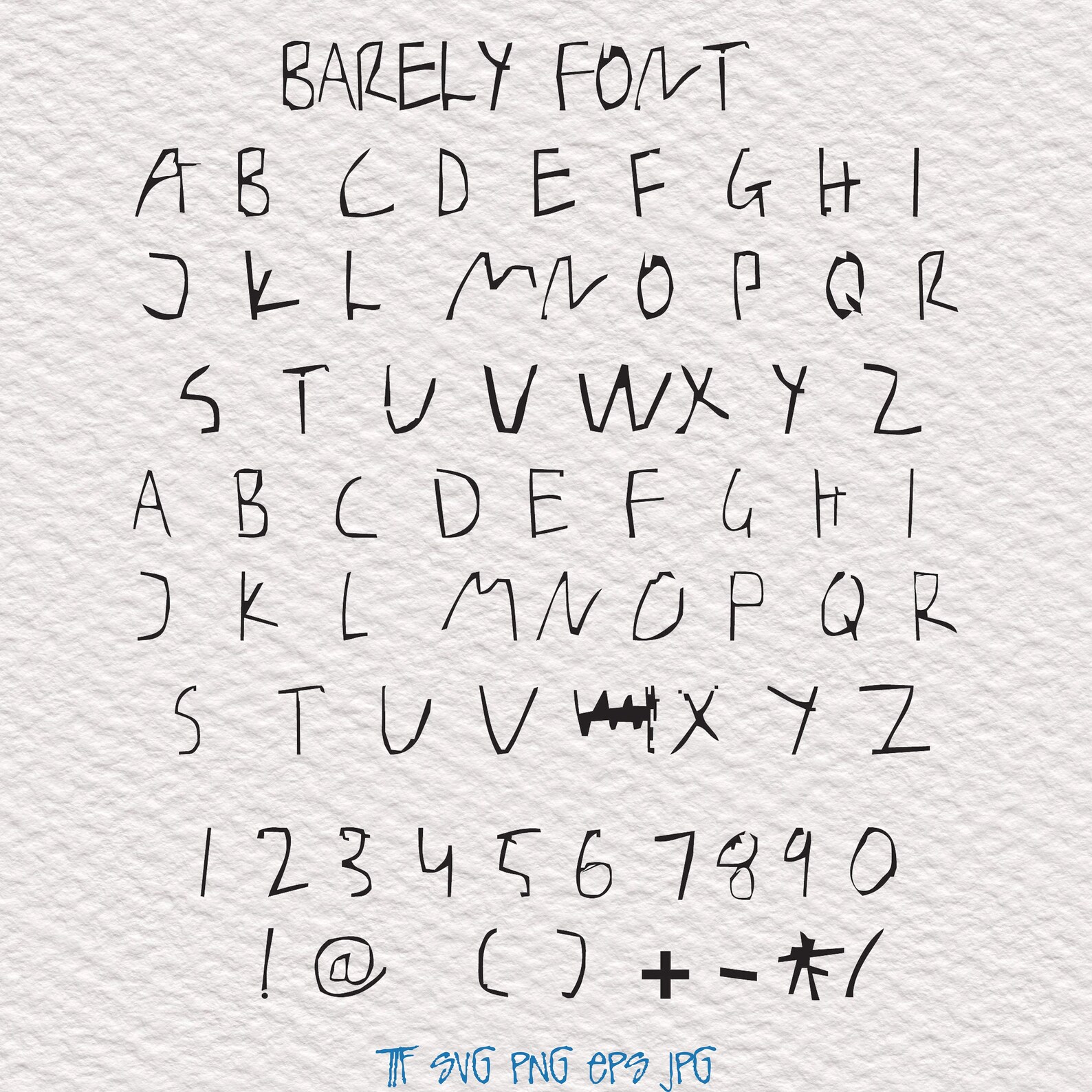Barely Font TTF Ai SVG PNG Eps Cricut Procreate Illustrator and Other Programs - Etsy