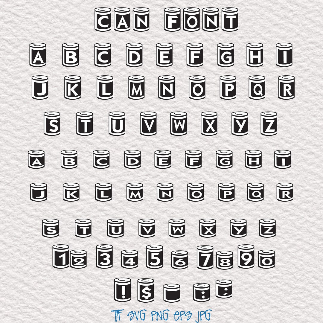 Can Font Box Font TTF Ai SVG PNG Eps Cricut Procreate - Etsy
