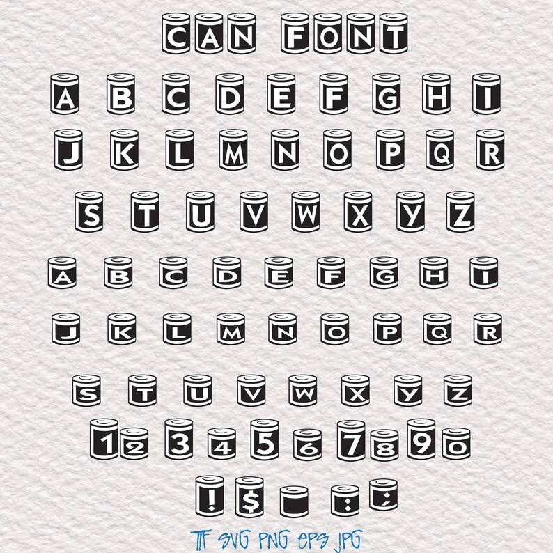 Can Font Box Font TTF Ai SVG PNG Eps Cricut Procreate - Etsy