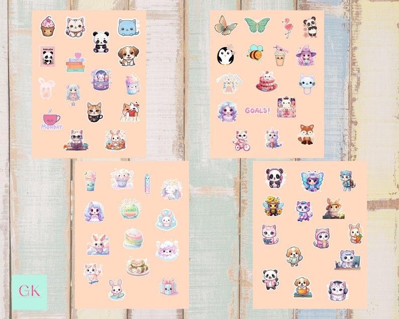 Cute Kawaii Digital Stickers|printable Stickers|digital Sticker Pack ...