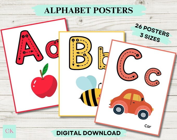Alphabet Posters, Letters of the Alphabet Pictures, Educational Wall ...
