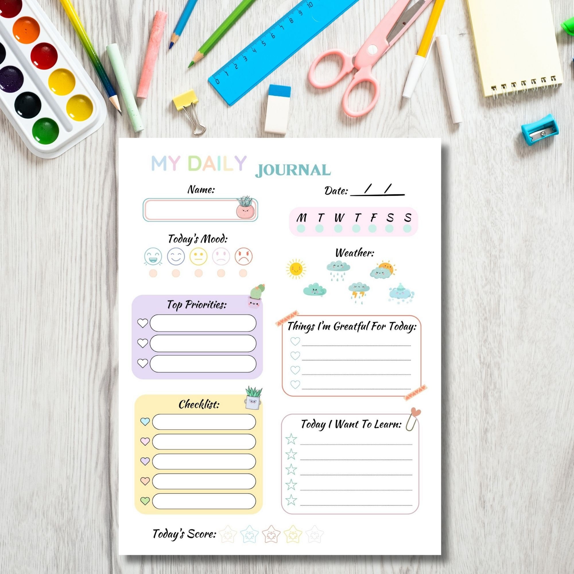 Kids Daily Journal|printanle Journal for Kids|diary for Children ...