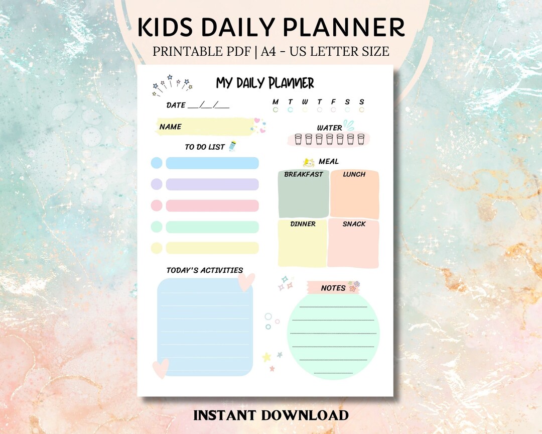 Kids Daily Planner Printable|kids Daily Journal Printable|journal for ...