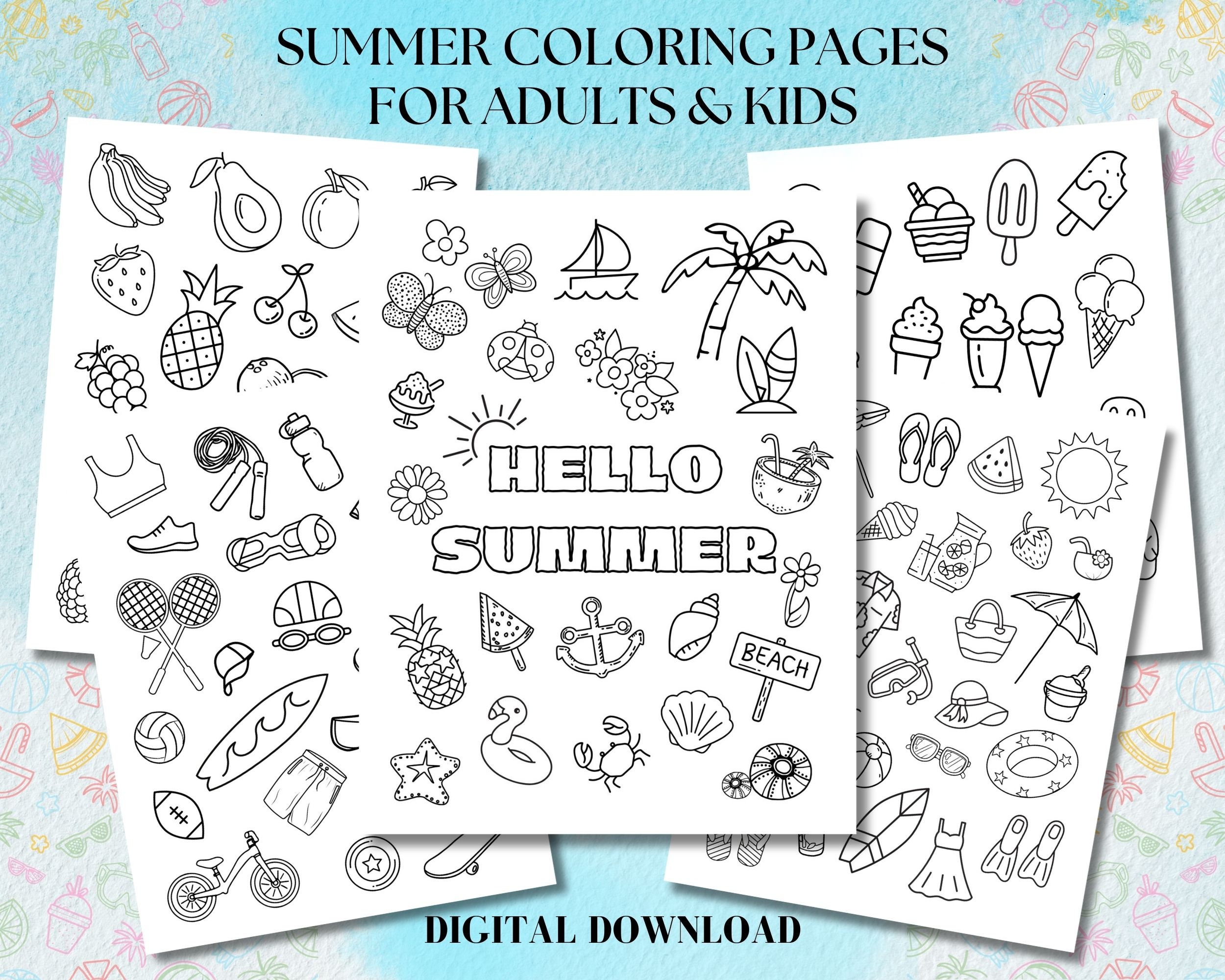 Summer Coloring Pages for Adults|summer Printable Coloring Pages|summer ...