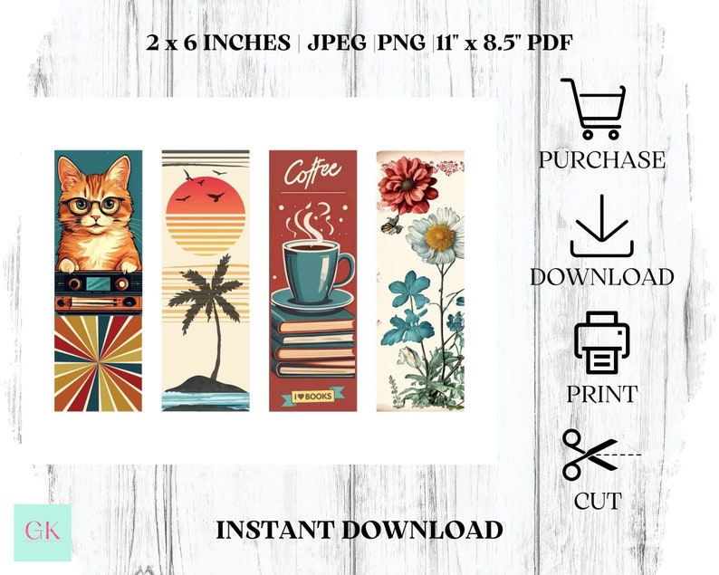 Printable Retro Bookmarks|vintage Aesthetics Bookmarks|printable ...
