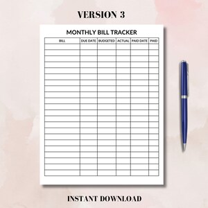 Bill Tracker Template|bill Tracker Printable|bill Payment Checklist ...