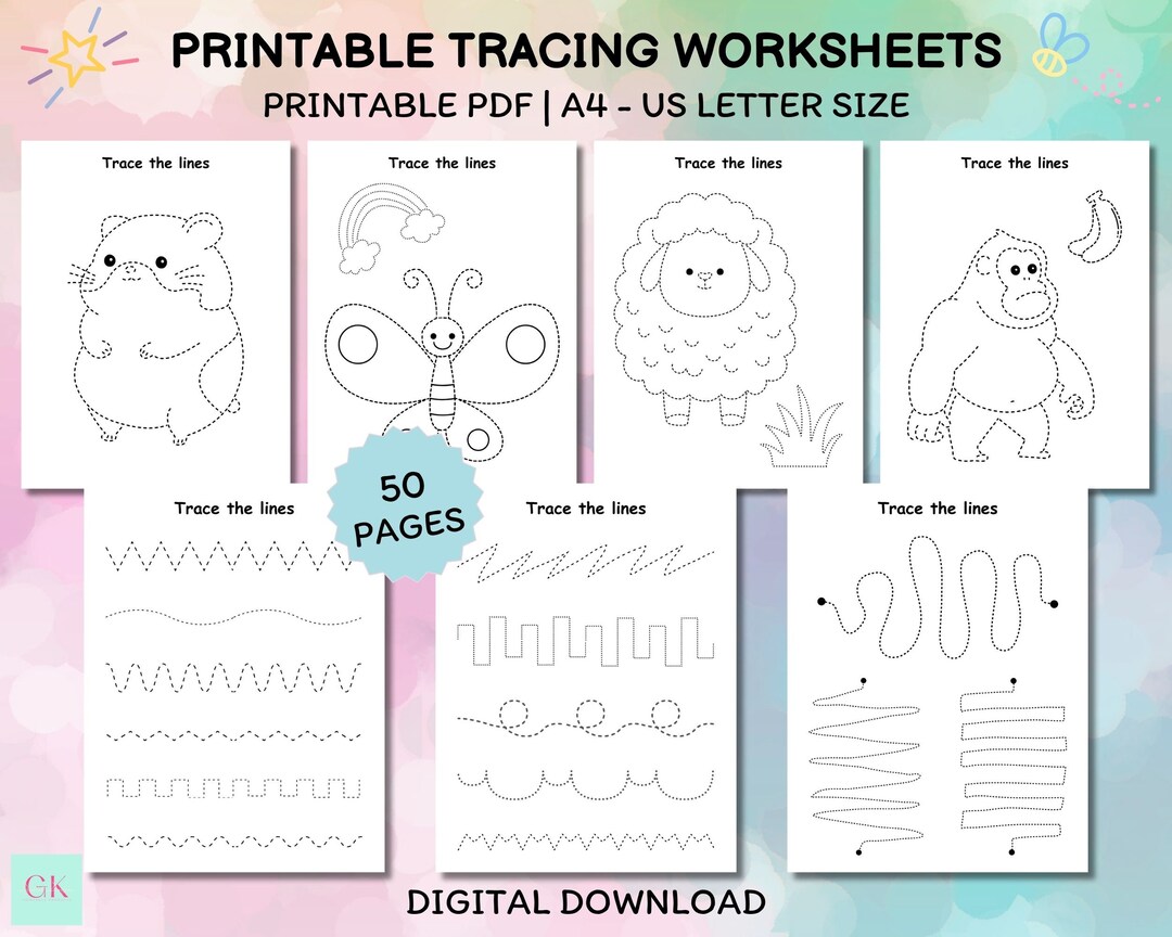50 Fun and Educational Tracing Worksheets|printable Worksheets for Kids ...