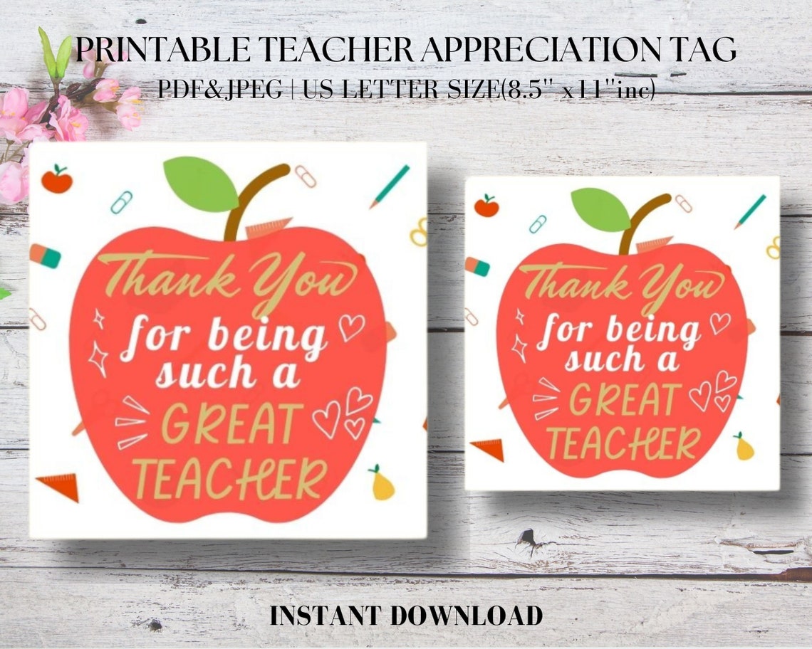Teacher Appreciation Gift Tags|back to School Gift Tag |thank You ...