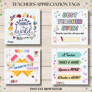 Teacher Appreciation Gift Tag|back to School Gift Tag|school Favor Gift ...