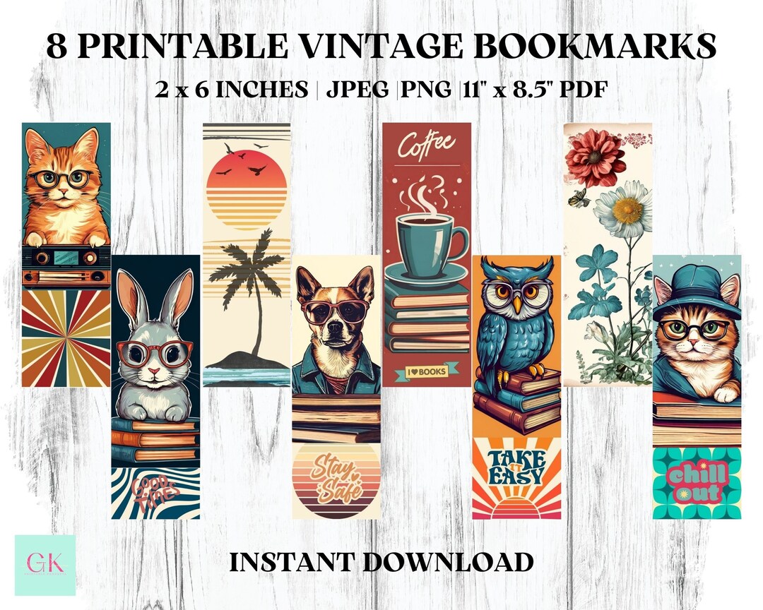 Printable Retro Bookmarks|vintage Aesthetics Bookmarks|printable ...