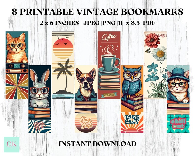 Printable Retro Bookmarks|vintage Aesthetics Bookmarks|printable ...