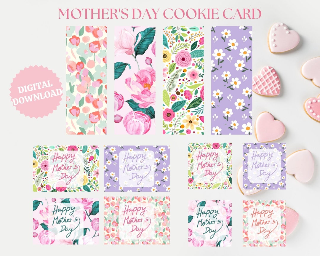 Printable Mother's Day Cookie Cardmothers Day Cookie Packaginghappy ...