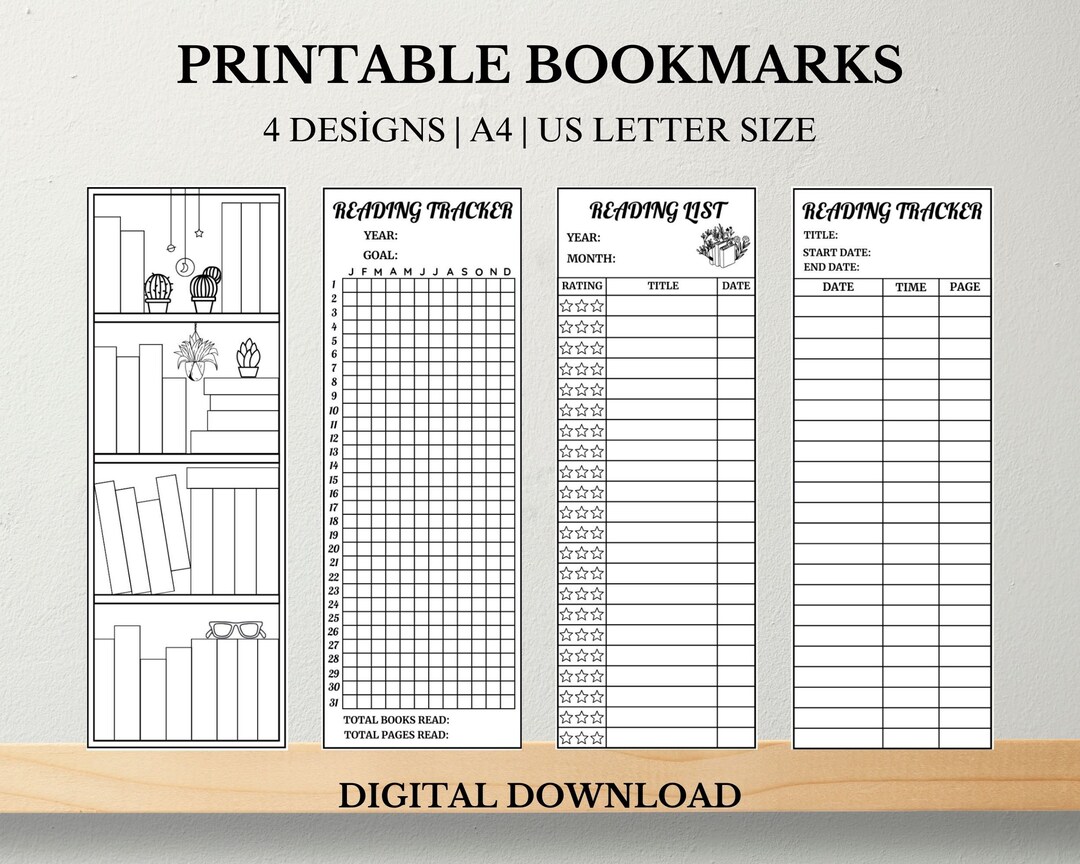 Printable Bookmark Adult|reading Log Tracker|reading Tracker|book Lover ...