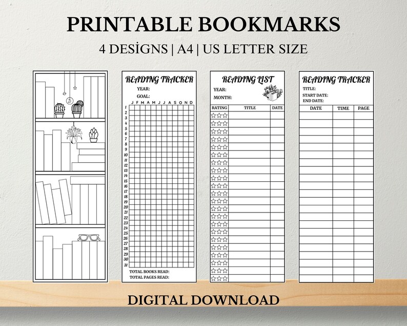 Printable Bookmark Adult|reading Log Tracker|reading Tracker|book Lover ...