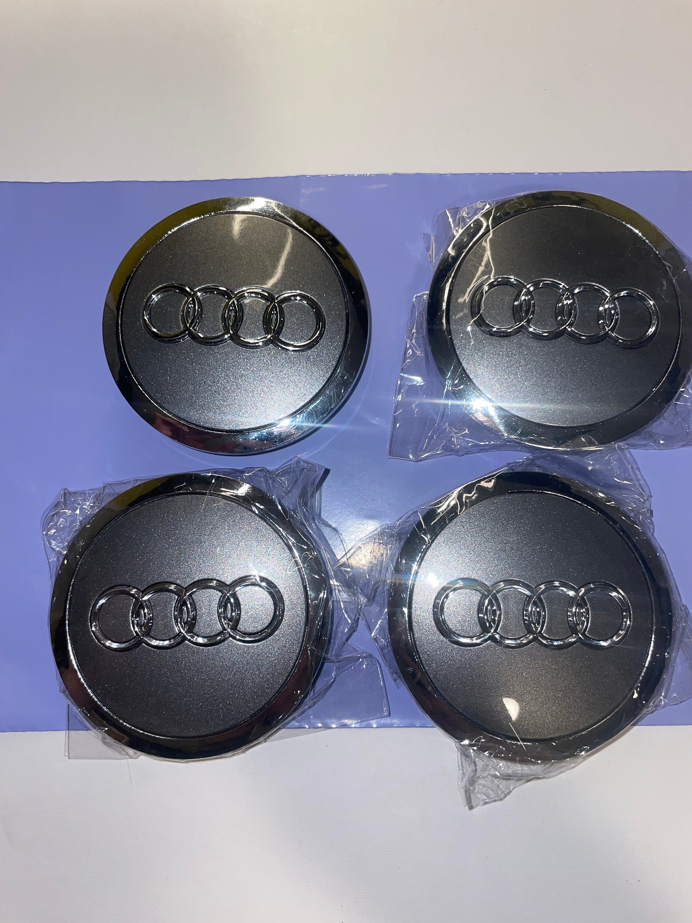 Audi 69mm wheel caps grey silver new set of 4