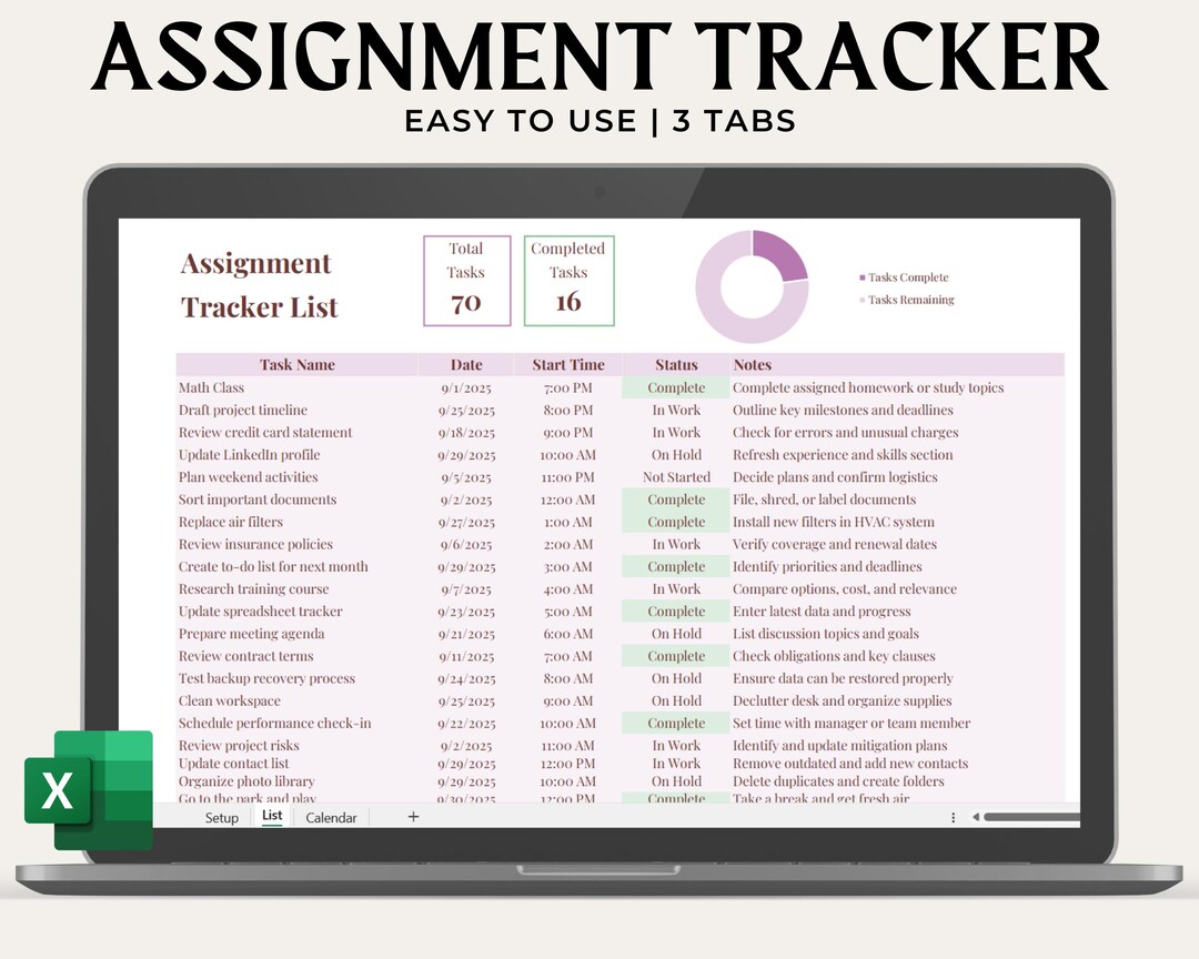 Customizable Assignment Tracker, Simple User Friendly Task Tracker ...