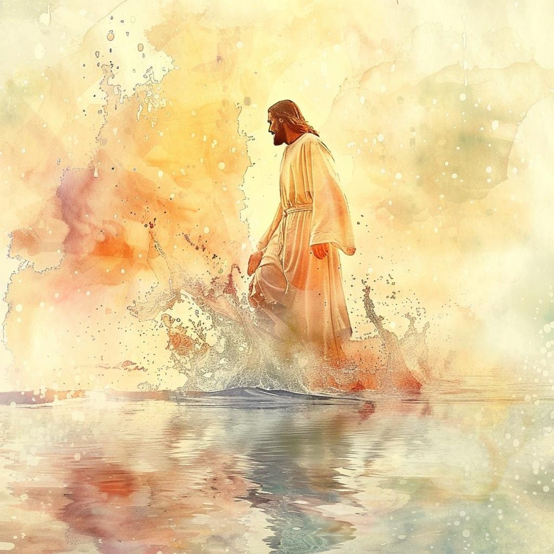 Jesus Praying, Watercolour, Pastel Colors Digital Art - Etsy
