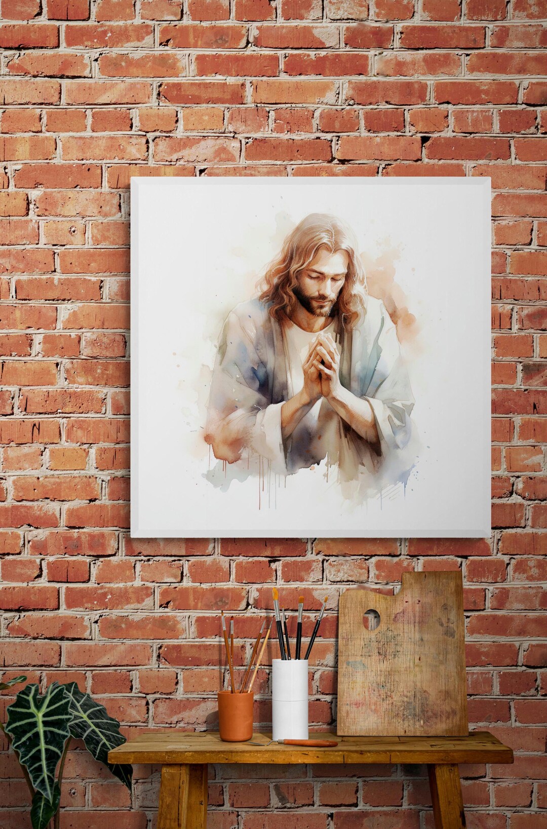 Jesus Praying, Watercolour, Pastel Colors Digital Art - Etsy