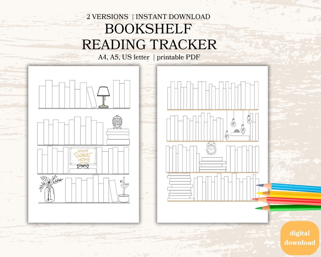Bookshelf Printable, Reading Log, A4 A5 Letter, Book Tracker, Reading ...