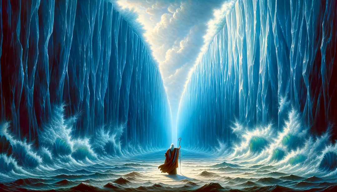 Digital Print of Moses Parting the Red Sea | Moses and the Red Sea ...