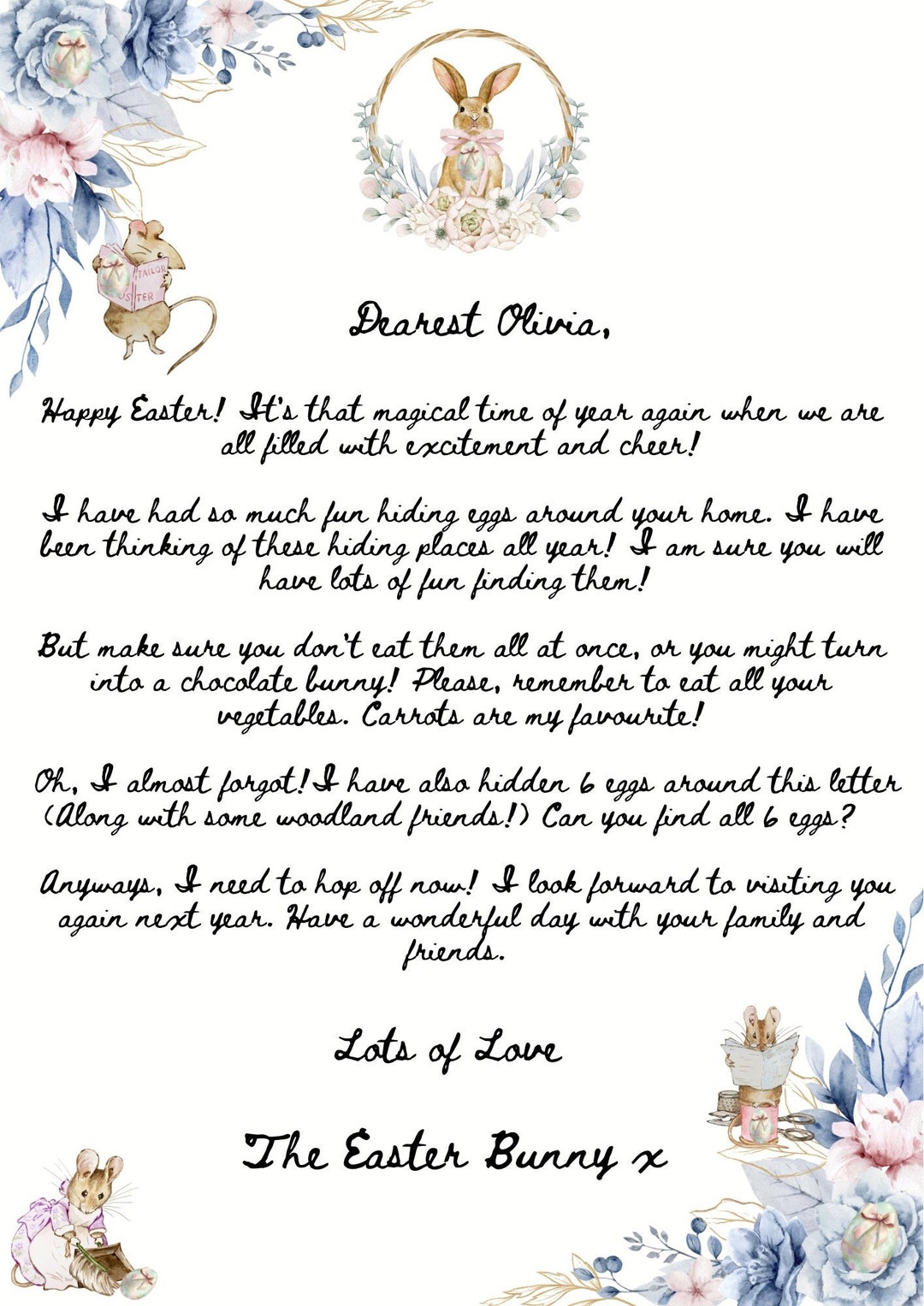 Personalised Easter Bunny Letter, Letter From the Easter Bunny, Easter ...