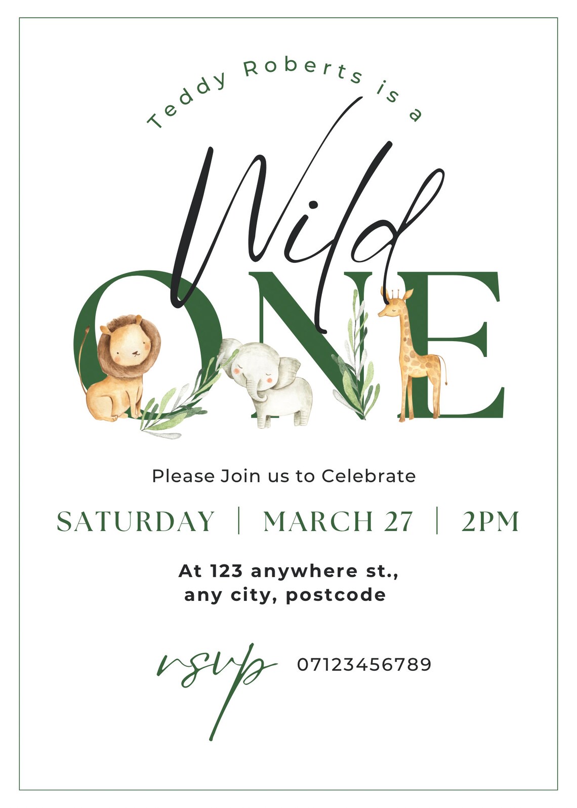 Digital Download, Wild One Birthday Invitation, 1st Birthday Invitation ...