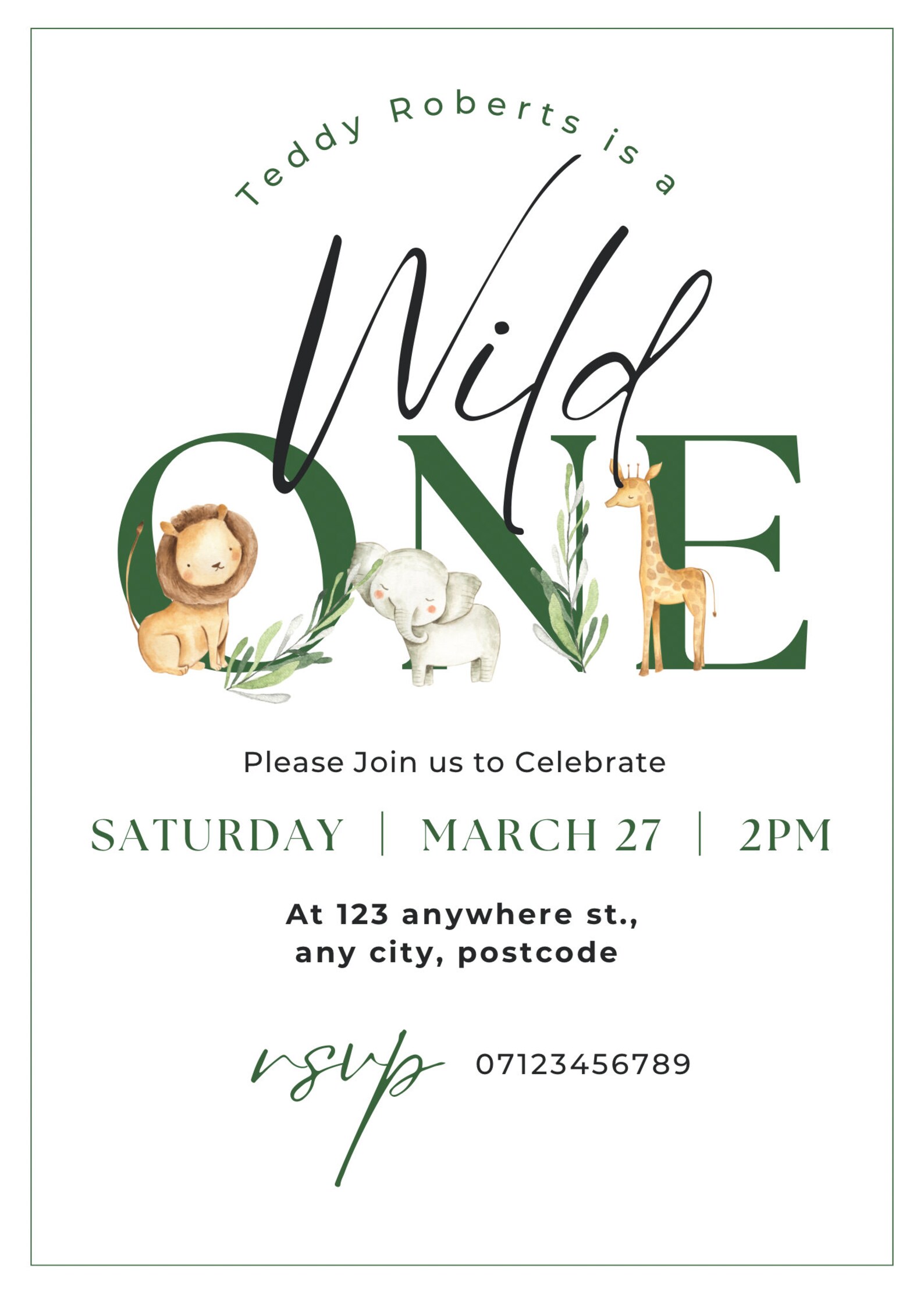 Digital Download, Wild One Birthday Invitation, 1st Birthday Invitation ...