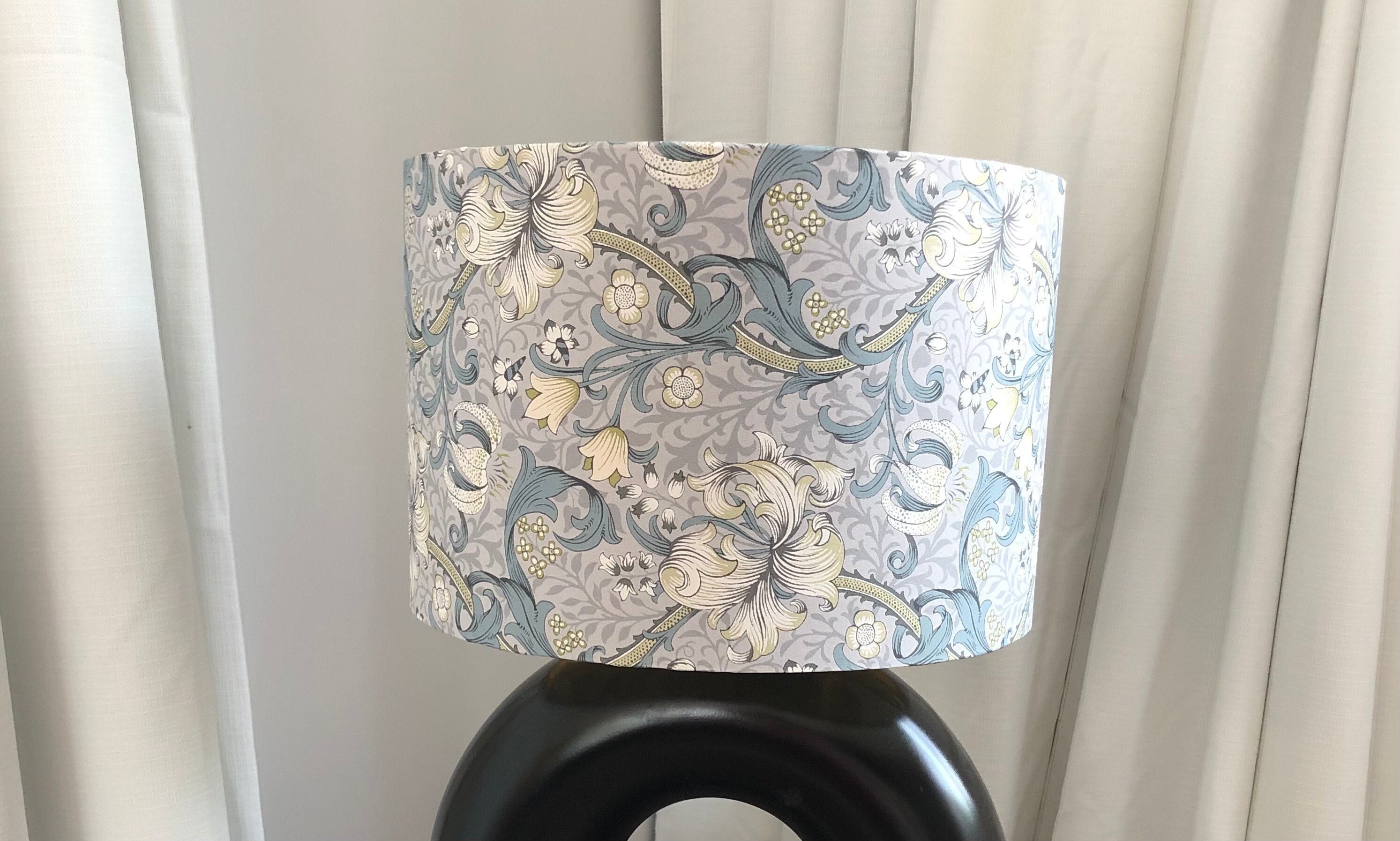 William Morris Golden Lily Slate Dove / Blue Handmade Drum Lamp Shade ...