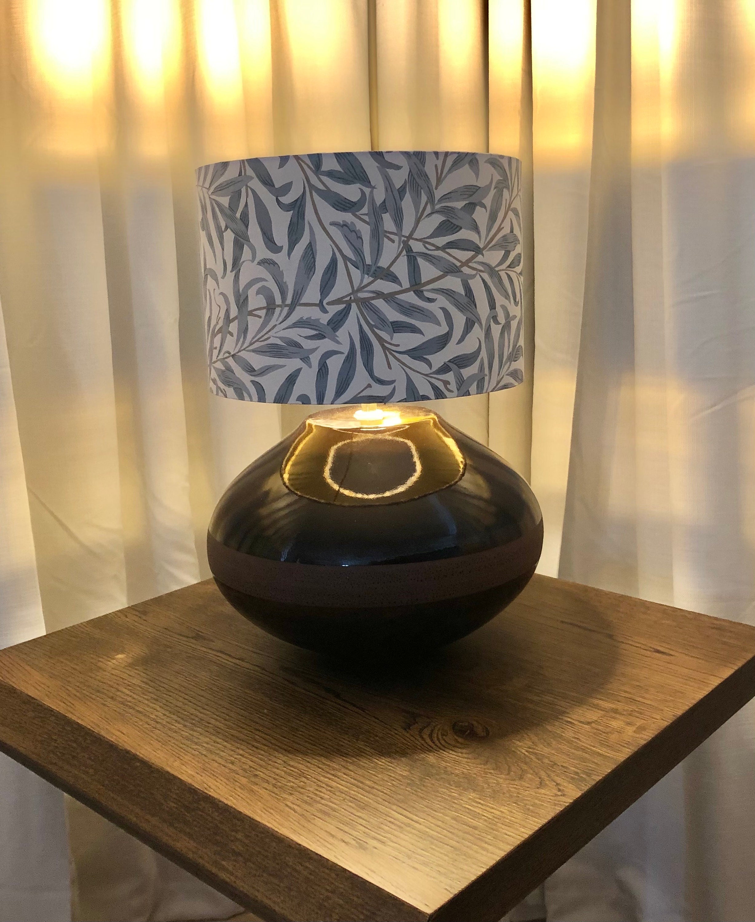 William Morris Golden Lily Slate Dove / Blue Handmade Drum Lamp Shade ...